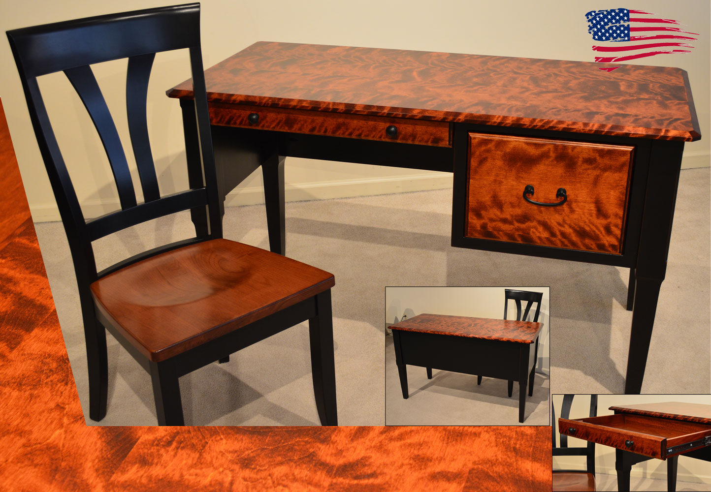 amish flame birch desk - Jasen's Fine Furniture- Since 1951